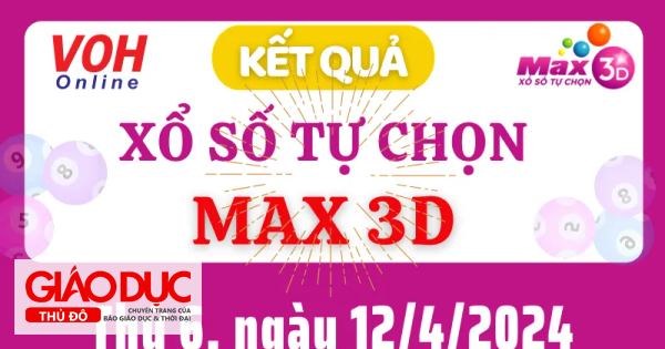 Vietlott MAX 3D 12/4 - Kết quả xổ số Vietlott hôm nay thứ 6 12/4/2024